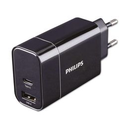 Philips USB-Lader 2-fach, 30W, 1x USB-A, 1x USB-C