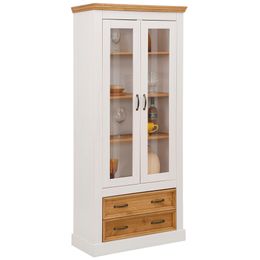 Vitrine Home Affaire "Selma" Schränke weiß (weiß, natur) Höhe 180 cm, mit schöner Holzmaserung