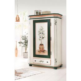 Garderobenschrank Home Affaire "Olive" Schränke Gr. B/H/T: 109 cm x 171 cm x 53 cm, 1 St., Basisausführung, bunt (bunt, bemalt)