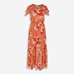 TK Maxx Orangefarbenes Maxikleid mit Blumenmuster