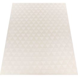 Teppich Paco Home "Haarlem 942" Teppiche Gr. B/L: 160 cm x 220 cm, 10 mm, 1 St., beige (creme) Kurzflor, Uni Farben, Hoch-Tief Effekt, geometrisch, weich & kuschelig