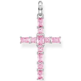 Ketten-Anhänger Thomas Sabo "Kreuz pinke oder bunte Steine, PE939-051-9, PE939-073-7" Schmuckanhänger Gr. Silber 925 (Sterlingsilber), 4,73 g, bunt (silberfarben, pink, pink) Damen mit Spinell (synth.), Zirkonia Korund (synth.)