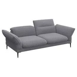 2,5-Sitzer FLEXLUX "Salino, Funktionssofa, Relaxsofa" Sofas Gr. B/H/T: 215cm x 88cm x 105cm, Chenille-Struktur, grau (steel) Sofa mit Arm- und Kopfteil-Verstellungen, Kaltschaum & Stahl-Wellen