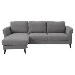 Ecksofa Home Affaire "Gröde, L-Form" Sofas Gr. B/H/T: 242cm x 88cm x 152cm, Luxus-Microfaser, Recamiere links, grau extra weicher Sitzkomfort