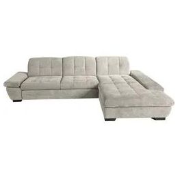 Ecksofa Alina "Salima" Sofas Gr. B/H/T: 271cm x 90cm x 204cm, Chenille GFS, Recamiere rechts, mit Bettfunktion, grau (kieselgrau gfs 19) Inklusive Rückenlehnenverstellung