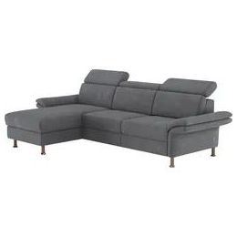 Ecksofa Home Affaire "Calypso L-Form" Sofas Gr. B/H/T: 260cm x 85cm x 172cm, Flachgewebe, Recamiere links, mit Kopfteilverstellung-mit Armteilfunktion-ohne Bettfunktion-ohne Bettkasten-mit Relaxfunktion im Sofa 2,5- Sitzer-mit Relaxfunktion in der Recamiere, grau (anthrazit) mit motorischen Funktionen im Sofa und Recamiere