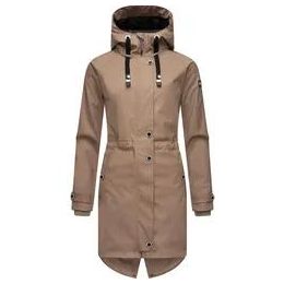 Regenjacke Navahoo "Rainy Flower" Gr. XL (42), grau (taupe) Damen Jacken modischer Regenmantel mit Kapuze