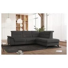 Sit & More Ecksofa SIT & MORE "Astoria L-Form" Sofas Gr. B/H/T: 256cm x 91cm x 225cm, Microfaser, Ottomane rechts, ohne Kopfteilverstellung-ohne Armlehnfunktion-ohne Relaxfunktion motorisch im Sofa 2,5-sitzig, grau (anthrazit) wahlweise mit motorischer Relaxfunktion