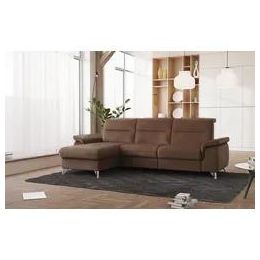 Sit & More Ecksofa SIT&MORE "Astoria L-Form" Sofas Gr. B/H/T: 260 cm x 91 cm x 175 cm, Luxus-Microfaser in Lederoptik, Recamiere links, mit Kopfteilverstellung-mit Armlehnfunktion-mit Relaxfunktion motorisch im Sofa 2,5-sitzig-mit Relaxfunktion motorisch in Recamiere, braun (haselnuss) wahlweise mit motorischer Relaxfunktion