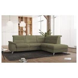 Sit & More Ecksofa SIT & MORE "Astoria L-Form" Sofas Gr. B/H/T: 256cm x 91cm x 225cm, Flachgewebe, Ottomane rechts, mit Kopfteilverstellung-mit Armlehnfunktion-ohne Relaxfunktion motorisch im Sofa 2,5-sitzig, grün wahlweise mit motorischer Relaxfunktion