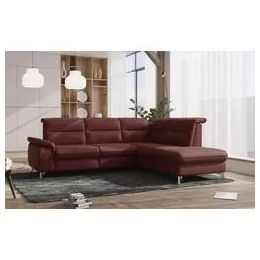 Sit & More Ecksofa SIT & MORE "Astoria L-Form" Sofas Gr. B/H/T: 256cm x 91cm x 225cm, Luxus-Microfaser ALTARA NUBUCK, Ottomane rechts, mit Kopfteilverstellung-mit Armlehnfunktion-mit Relaxfunktion motorisch im Sofa 2,5-sitzig, rot (bordeaux) wahlweise mit motorischer Relaxfunktion