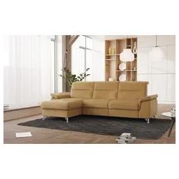 Sit & More Ecksofa SIT & MORE "Astoria L-Form" Sofas Gr. B/H/T: 260cm x 91cm x 175cm, Microfaser, Recamiere links, mit Kopfteilverstellung-mit Armlehnfunktion-mit Relaxfunktion motorisch im Sofa 2,5-sitzig-mit Relaxfunktion motorisch in Recamiere, gelb (dijon) wahlweise mit motorischer Relaxfunktion