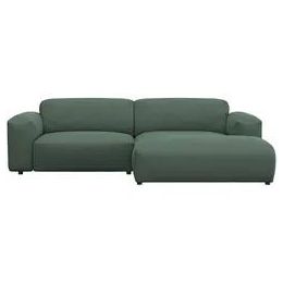 Ecksofa FLEXLUX "Lucera Chaislongue rechts oder links" Sofas Gr. B/H/T: 257cm x 73cm x 171cm, Struktur, Chaiselongue rechts, grün (dusty green) modern & anschmiegsam, Kaltschaum, Stahl-Wellenunterfederung