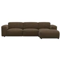 Ecksofa FLEXLUX "Lucera bequem und komfortabel durch hochwertigen Sitzaufbau, L.Form" Sofas Gr. B/H/T: 284cm x 73cm x 171cm, Lederoptik, Chaiselongue rechts, braun (camel brown) modern & anschmiegsam, Kaltschaum, Stahl-Wellenunterfederung