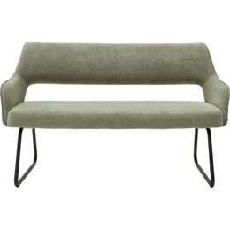 Polsterbank MCA furniture "Bangor", grün (olive, schwarz matt lackiert), B:175cm H:89cm T:64cm, 100% Polyester, Sitzbänke, Sitzbank frei im Raum stellbar,Stoffbezug, Breite 175 cm