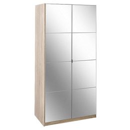 Kleiderschrank Priess "Malaga" Schränke Gr. B/H/T: 93 cm x 193 cm x 54 cm, 2 St., braun (struktureichefarben hell) mit Spiegelfront