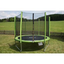 Gartentrampolin Stamm Sports "SS-GT" Trampoline Gr. B: 244 cm, grün (schwarz, grün) Anti-Roll-Over-Schutz, farbig verkleidete Netzpfosten