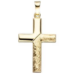 Kreuz-Anhänger Jobo "Anhänger Kreuz" Schmuckanhänger Gr. Gelbgold 585, gelb (gelbgold 585) Damen 585 Gold