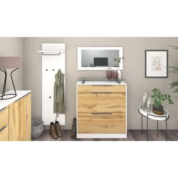 borchardt Möbel Garderoben-Set BORCHARDT MÖBEL "Tom", braun (weiß matt, eichefarben votan), Kastenmöbel-Sets, Schuhschrank stehend
