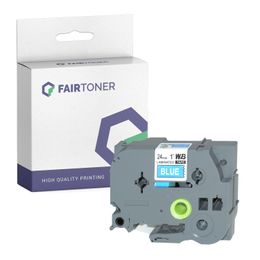 FairToner Kompatibel für Brother TZE-555 Schriftband 24mm/8m Weiss auf Blau