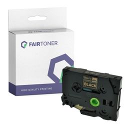 FairToner Kompatibel für Brother P-Touch 900 BTS (TZE-334) Schriftband 12mm/8m Gold auf Schwarz