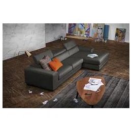 Ecksofa furninova "Ferrari" Sofas Gr. B/H/T: 294 cm x 90 cm x 104 cm, Struktur grob, Recamiere rechts, mit Kopfteilverstellung, grau (dark grey) inklusive manueller Kopfteilverstellung, im skandinavischen Stil