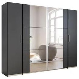 Schwebetürenschrank Rauch "Kleiderschrank Drehtürenschrank Schrank Garderobe KRONACH TOPSELLER" Schränke Gr. B/H/T: 268 cm x 210 cm x 59 cm, 4 St., grau (graumetallic) mit Dreh- und Schwebetüren Spiegel, viele Böden MADE IN GERMANY