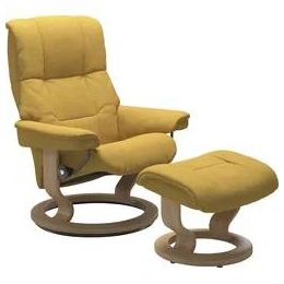 Fußhocker stressless "Mayfair" Hocker Gr. B/H/T: 55cm x 38cm x 39cm, ROHLEDER Stoff Q2 FARON, Classic Base Eiche, gelb (yellow q2 faron) mit Classic Base, Gestell Eiche