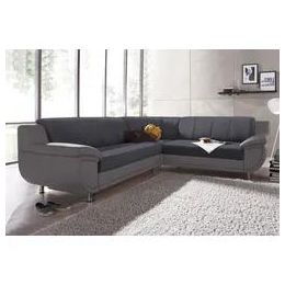 Ecksofa Trendmanufaktur "Rondo 3, L-Form" Sofas Gr. B/H/T: 267cm x 85cm x 247cm, Material, langer Schenkel links, Ohne Federkern, ohne Bettfunktion, grau (grau/dunkelgrau) wahlweise mit Federkern, Bettfunktion