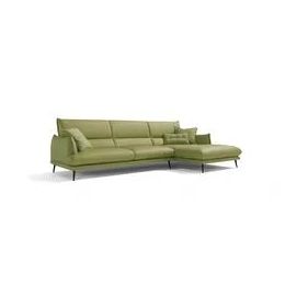 Ecksofa Egoitaliano "FUNNY, hochwertiges und aktuelles Design, bequeme Rückenlehne" Sofas Gr. B/H/T: 265cm x 90cm x 225cm, Leder, Recamiere rechts, grün (pistazie) hochwertiger Sitzkomfort, L-Form