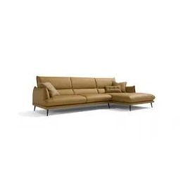 Ecksofa Egoitaliano "FUNNY, hochwertiges und aktuelles Design, bequeme Rückenlehne" Sofas Gr. B/H/T: 265cm x 90cm x 225cm, Leder, Recamiere rechts, beige (kamel) hochwertiger Sitzkomfort, L-Form