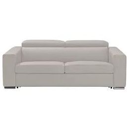 Schlafsofa Egoitaliano "Cabiria, Design und super Sitz- Liegekomfort" Sofas Gr. B/H/T: 226cm x 97cm x 103cm, Leder BULL, grau (stone) Sofa inkl. Schlaffunktion, Kopfteile verstellbar, mit Metallfüßen Bestseller