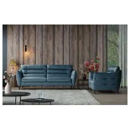 3-Sitzer Calia italia "Cabrini, Design trifft super Sitzkomfort" Sofas Gr. B/H/T: 220cm x 93cm x 98cm, Leder NIRVANA, ohne elektrische Relax, blau (oceano) in Leder, 220 cm Breite, mit elektrischer Relaxfunktion