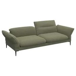 3-Sitzer FLEXLUX "Salino, Funktionssofa, Relaxsofa" Sofas Gr. B/H/T: 248cm x 88cm x 105cm, Chenille-Struktur, grün (moss) Sofa mit Arm- und Kopfteil-Verstellungen, Kaltschaum & Stahl-Wellen