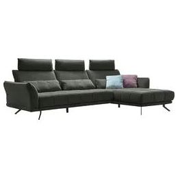 Ecksofa DIE PLANBAR "MP-IN20041 L-Form" Sofas Gr. B/H/T: 285cm x 84cm x 178cm, Velours, Ottomane rechts, mit Sitztiefenverstellung-mit Kopfstützen, grün (olive) optional Sitztiefenverstellung und Kopfstützen