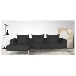 Guido Maria Kretschmer Home & Living Ecksofa GUIDO MARIA KRETSCHMER HOME & LIVING "JANTE L-Form" Sofas Gr. B/H/T: 332cm x 85cm x 175cm, Bouclé, Recamiere links, grau (anthrazit) wahlweise Recamiere links oder rechts, mit Chromfüßen