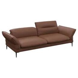 3-Sitzer FLEXLUX "Salino, Funktionssofa, Relaxsofa", braun (old chestnut braun), B:248cm H:88cm T:105cm, 100% Echtleder, Sofas, Sofa mit Arm- und Kopfteil-Verstellungen, Kaltschaum & Stahl-Wellen