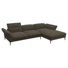 Ecksofa FLEXLUX "Salino, Funktionssofa mit Recamiere, Relaxsofa, Ecksofa" Sofas Gr. B/H/T: 307cm x 88cm x 182cm, Lederoptik, Chaiselongue rechts, braun (camel brown) Sofa mit Arm- und Kopfteil-Verstellungen, Kaltschaum & Stahl-Wellen