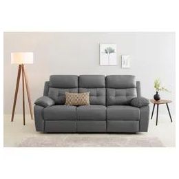 3-Sitzer Home Affaire "Lannilis" Sofas Gr. B/H/T: 210cm x 99cm x 92cm, Kunstleder, manuelle Relaxfunktion, grau mit manueller und elektrischer Relaxfunktion