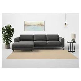 Ecksofa Trendmanufaktur "Lumber Jack, elegantes Designsofa, L-Form" Sofas Gr. B/H/T: 280cm x 85cm x 167cm, Struktur weich, Recamiere links-Bettfunktion rechts, mit Bettfunktion-mit Bettkasten, grau (beluga) wahlweise mit Bettfunktion u. Bettkasten