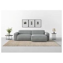 Ecksofa Trendmanufaktur "Braga, mit hochwertigem Kaltschaum, L-Form, in Cord erhältlich" Sofas Gr. B/H/T: 255cm x 72cm x 160cm, Struktur weich LENNON, Recamiere rechts, grau (grey pinstripe) modernes Sofa, Couch mit hohem Sitzkomfort, 25572160 cm (BHT)