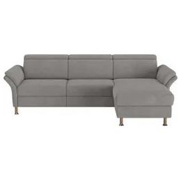 Ecksofa Home Affaire "Calypso L-Form" Sofas Gr. B/H/T: 260cm x 85cm x 172cm, Struktur, Recamiere rechts, mit Kopfteilverstellung-mit Armteilfunktion-ohne Bettfunktion-ohne Bettkasten-mit Relaxfunktion im Sofa 2,5- Sitzer-mit Relaxfunktion in der Recamiere, grau mit motorischen Funktionen im Sofa und Recamiere