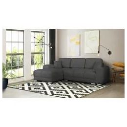 Ecksofa Inosign "Azzuro L-Form" Sofas Gr. B/H/T: 256cm x 90cm x 175cm, Struktur fein, Recamiere links, grau (anthrazit) incl. Bettfunktion und Bettkasten