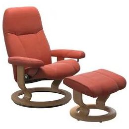 Relaxsessel stressless "Consul" Sessel Gr. Material Bezug, Material Gestell, Ausführung / Funktion, Maße B/H/T, braun (henna) mit Hocker, Classic Base, Größe M, Gestell Eiche