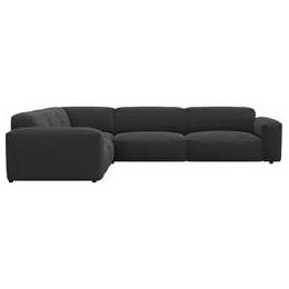 Ecksofa FLEXLUX "Lucera, super bequem durch hochwertigen Sitzaufbau mit Kaltschaum" Sofas Gr. B/H/T: 319cm x 73cm x 285cm, Lederoptik, Schenkel links, schwarz (gorilla black) modern & anschmiegsam, L-Form, Designsofa