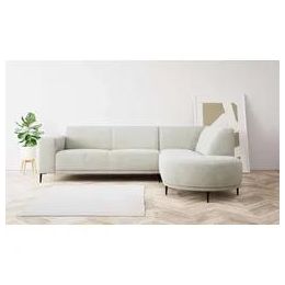 Ecksofa Andas "Vorby" Sofas Gr. B/H/T: 252cm x 80cm x 223cm, Chenille, Ottomane rechts, beige (natural) L-Form, Breite 252 cm, weicher Chenille-Stoff, schwarze Metallfüße