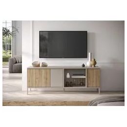 Lowboard Inosign "Gent Breite 160 cm, TV-Board mit 3 Türen u. 2 offenen Fächern" Sideboards Gr. B/H/T: 160cm x 59cm x 43cm, beige (cashmere / eiche cadiz nb) TV-Möbel, TV-Kommode, TV-Schrank, Push-to-open Funktion