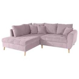 Ecksofa Home Affaire "Blackburn II, L-Form" Sofas Gr. B/H/T: 224cm x 90cm x 191cm, Luxus-Microfaser weich, Ottomane links, rosa (flamingo) Mit Kaltschaumpolsterung bis 140 kg belastbar