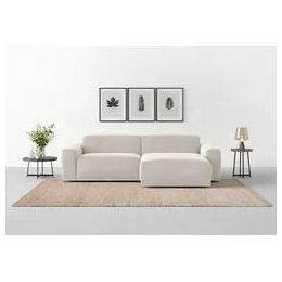 Ecksofa Trendmanufaktur "Braga, mit hochwertigem Kaltschaum, L-Form, in Cord erhältlich" Sofas Gr. B/H/T: 255cm x 72cm x 160cm, Breitcord RIBBON, Recamiere rechts, beige (sand) modernes Sofa, Couch mit hohem Sitzkomfort, 25572160 cm (BHT)