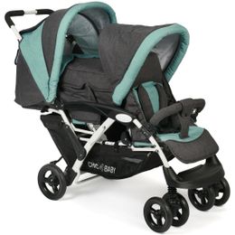 CHIC 4 BABY Geschwisterwagen CHIC4BABY "Duo, melange mint" grün (melange mint) Baby Kinderwagen mit feststellbaren Doppelschwenk-Vorderrädern